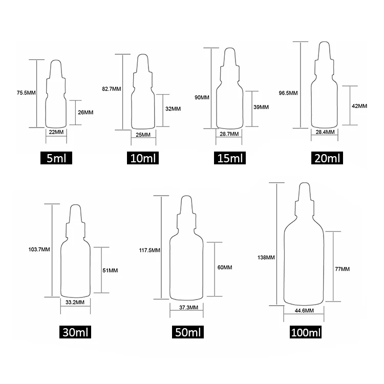 Free Samples 5ml 10ml 20ml 30ml 50ml 100ml Matt Black Glass Frosted ...