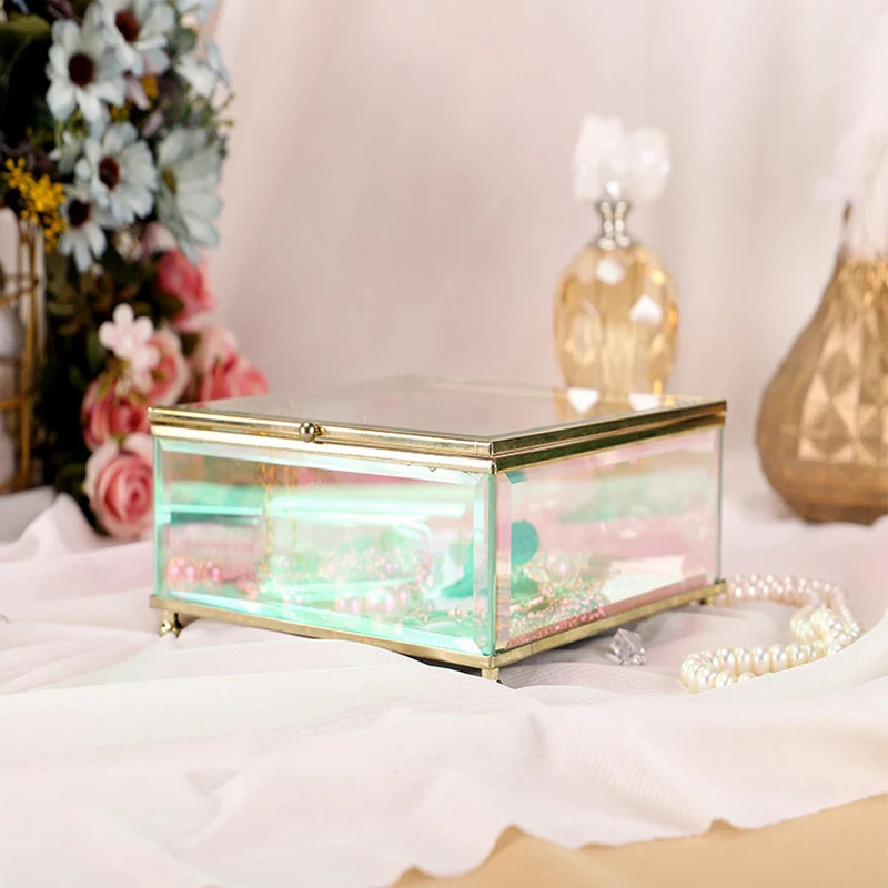 Customized Gift Iridescent Clear Glass Jewelry Box - Buy Personalised ...
