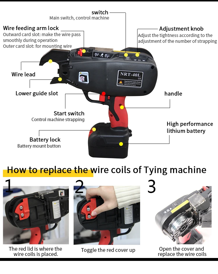 Handheld Automatic Rebar Tying Machine Steel Wire Tier Portable Box ...