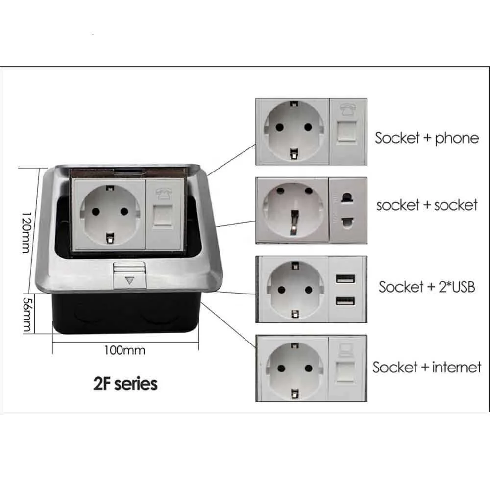 EU Standard Pop up Floor Socket - RJ45 Data & Power Outlet