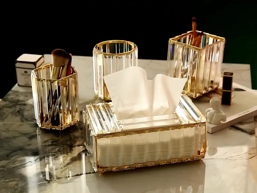 Tissue Box New Clear Home Decorative Container Luxury Gold Facial Car ...