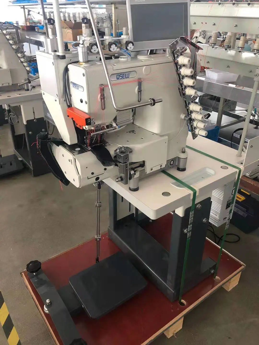 Qs-9104utc Jeans Automatic Waistband Multi Needle Sewing Machine With ...