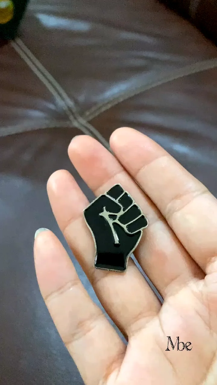Red Black Unity Fist Finger Gesture Sign Pins Badges Brooches Denim ...