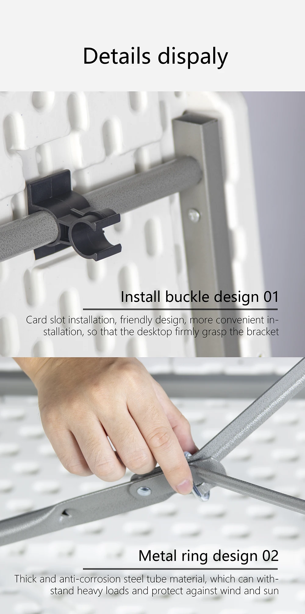 6ft Solid Height Adjustable Plastic Folding Table - COMEX