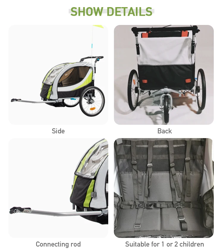 Adjustable Travel Baby Bike Trailer for Twins - Outdoor Fun