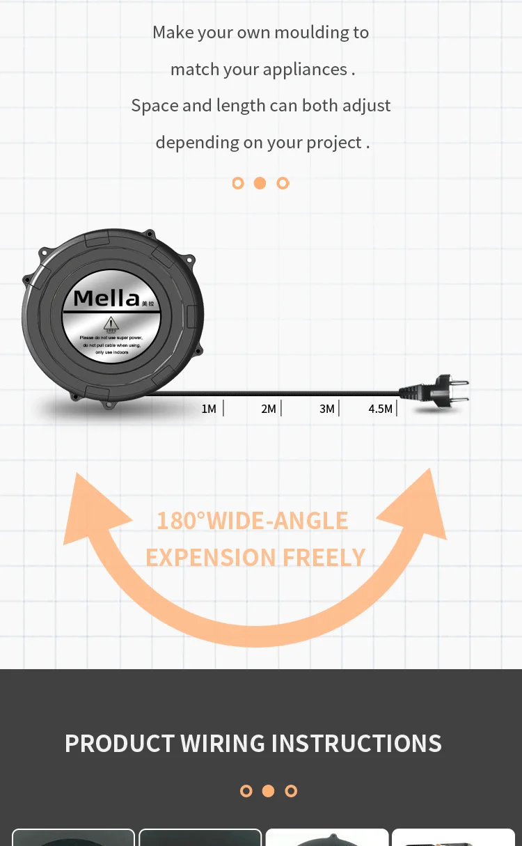 Auto Rewind Cable Reel - Retractable Power Cord MELLA ML-061