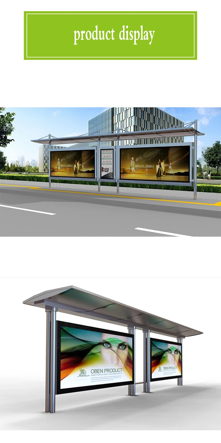 Modern Metal Bus Shelters with Solar Power & LED Lights