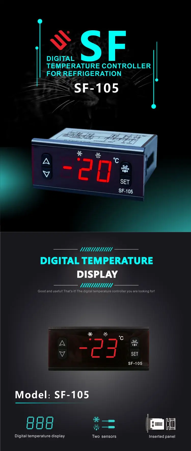 SF-105 냉장 냉동 디지털 지능형 온도 컨트롤러 센서| Alibaba.com