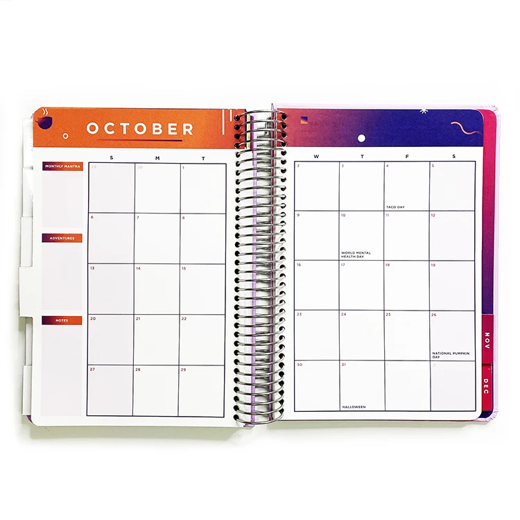 2021 2022 Wholesale Pretty Pink Hardcover A5 Custom Printing Monthly 