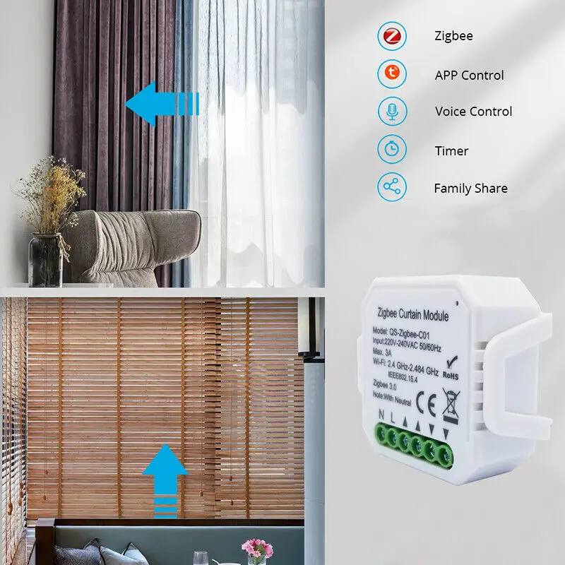 Aihomestyle Zigbee Double Relay Switch for Blinds - Smart Control