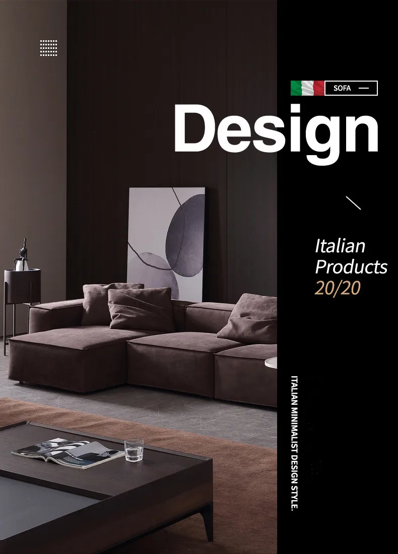 Italian Sofa Sectional L Shape Sofa Set Linen Fabric Designer Cubic ...