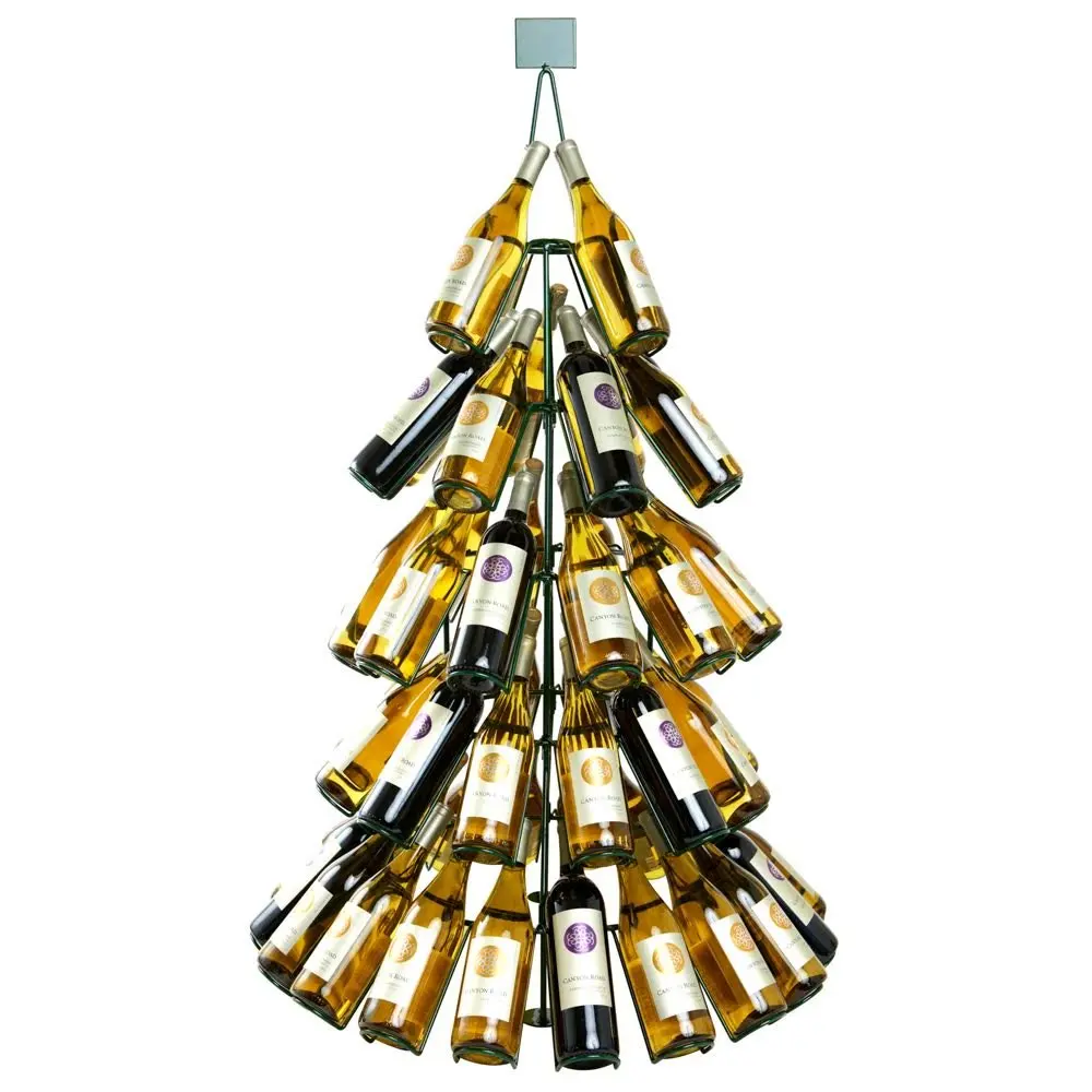60 Bottles Christmas Tree Display Rack | Metal Wine Racks for Parties ...