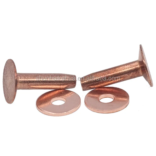 3.3mm 12mm 10mm Long Brass Copper Rivets and Burrs Hammer Rivets ...