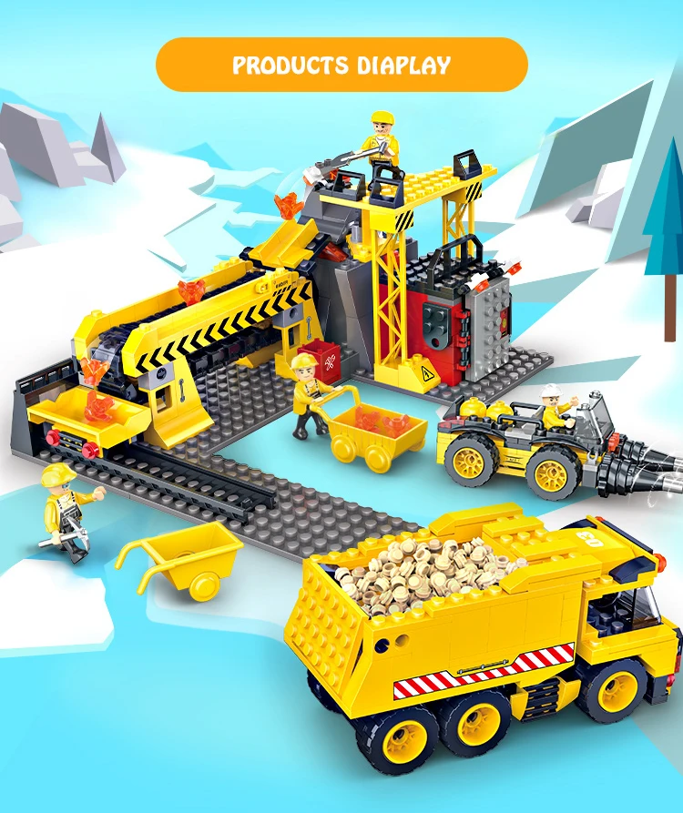 Cogo 3d 604 Pcs Engineering Truck Construction Building Blocks Play ...