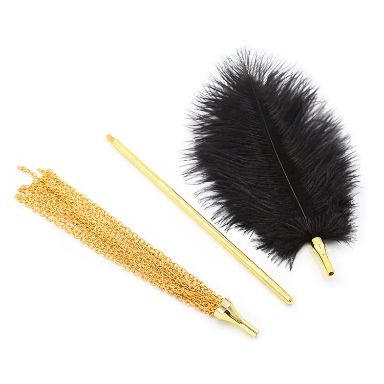 SM Feather Tickler Gold Chain Tease Tickler Crop for Adult Sex Play ...