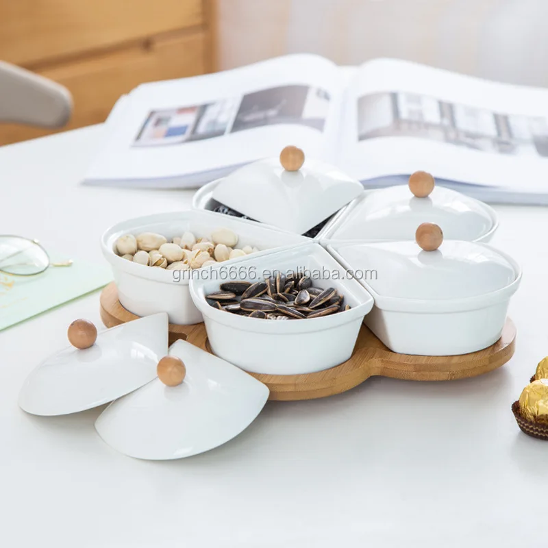 Porcelain Ceramic Snack Divided Serving Platter Tray,Fruit Basket ...