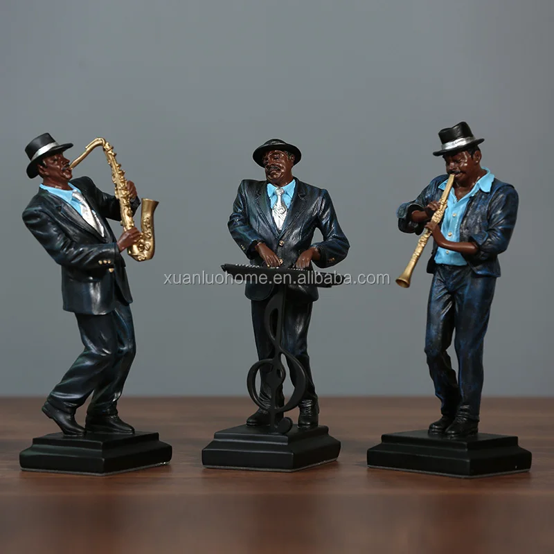 Custom Decoration Blue Musician Statues Band Figurines Polyresin ...