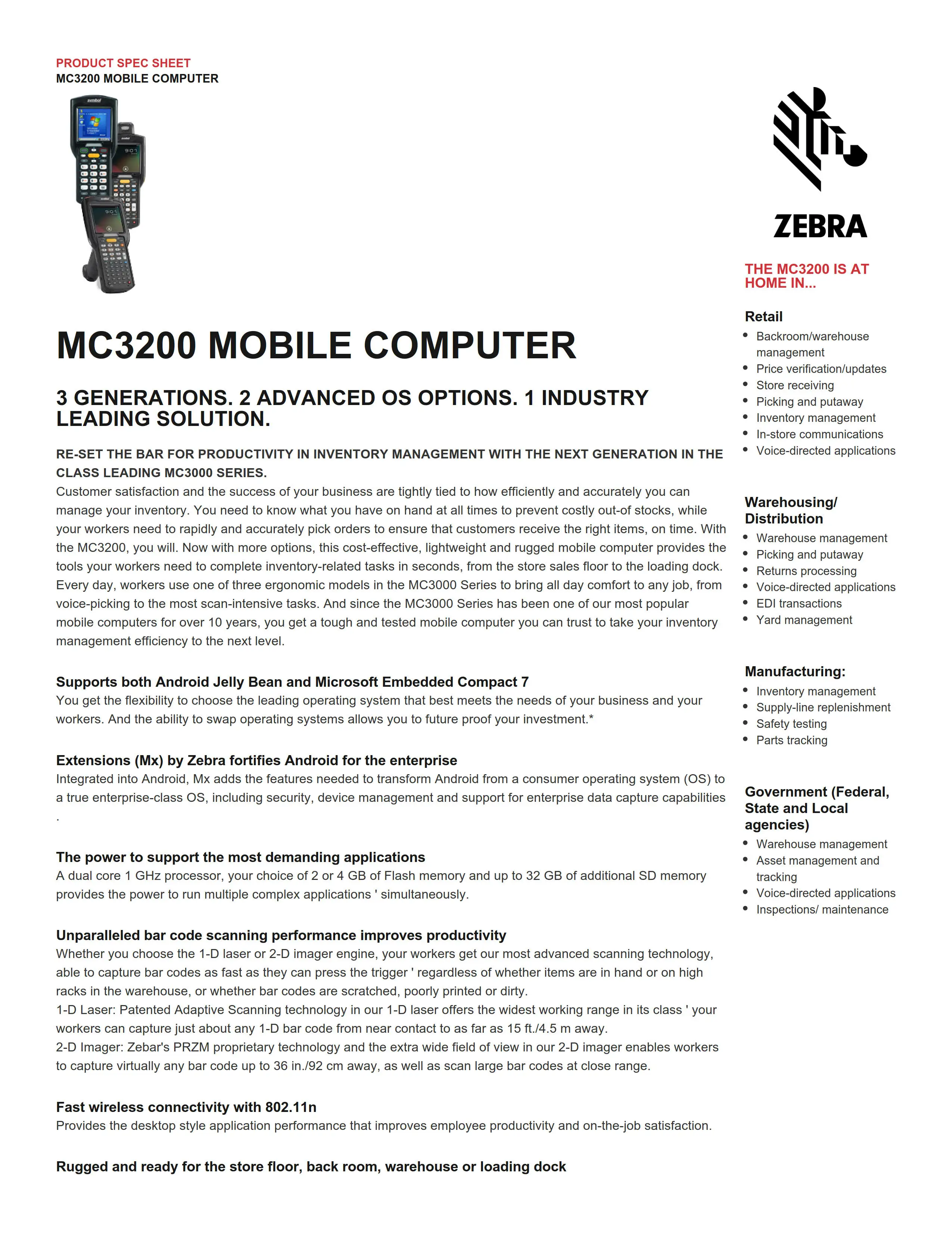 Zebra MC32N0 Mobile Computer - Efficient Inventory Scanner