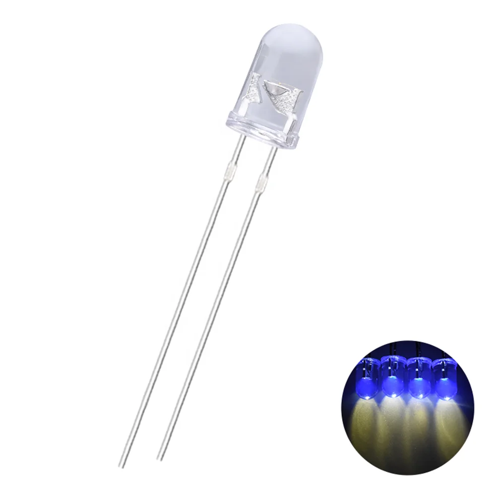 Dome Lens 3mm/5mm Dip Led Lamps Diffused Hole Round Leds Light Emitting ...
