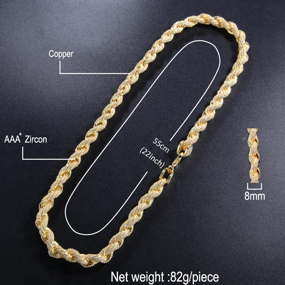 Hiphop 18K Gold Plated Full Iced Out Rope Chain| Alibaba.com