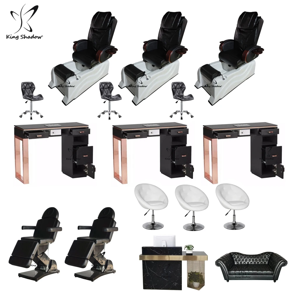 Customized Several Nail Bar Stations Wood Nail Manicure Tables Mesa De ...