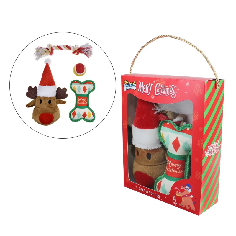 Super Value Christmas Dog Toy Gift Set With Plush Toys, Rope, Tennis ...