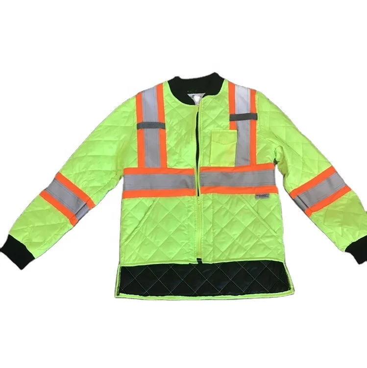 100% Polyester Zip Front Freezer Jacket With Reflective Tape Safety ...