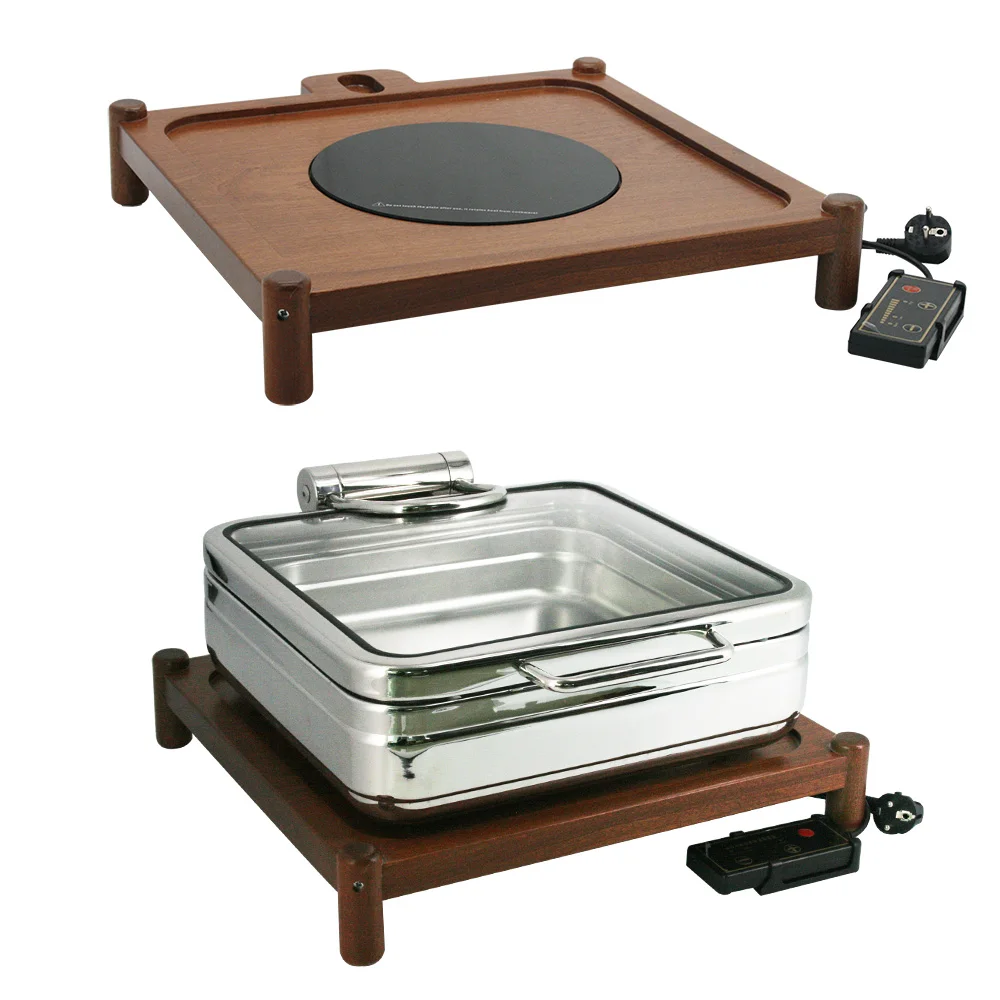 Sapele Wooden Base Chafing Dish Buffet Chafer Induction Plate-fitting ...