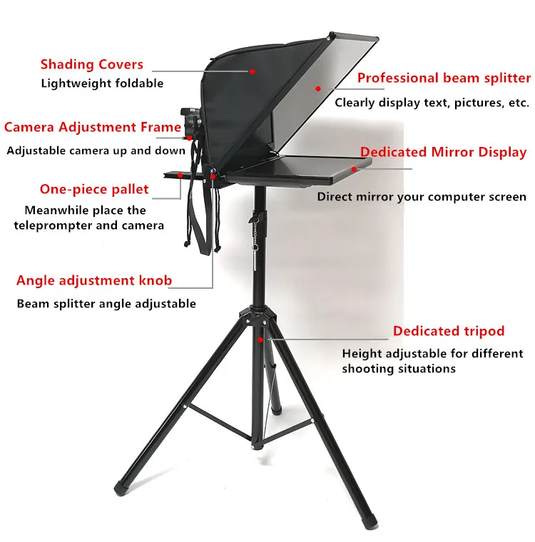 YISHI 22inch Folding Portable Teleprompter for News Interviews
