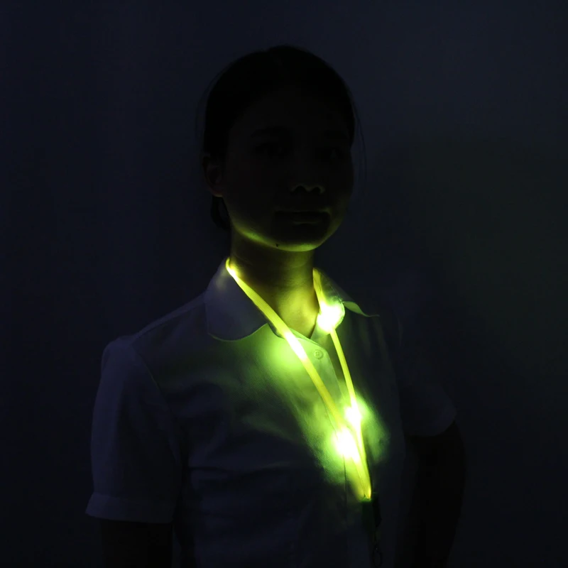 Glow in the Dark Polyester LED Lanyard with ID Card Holder
