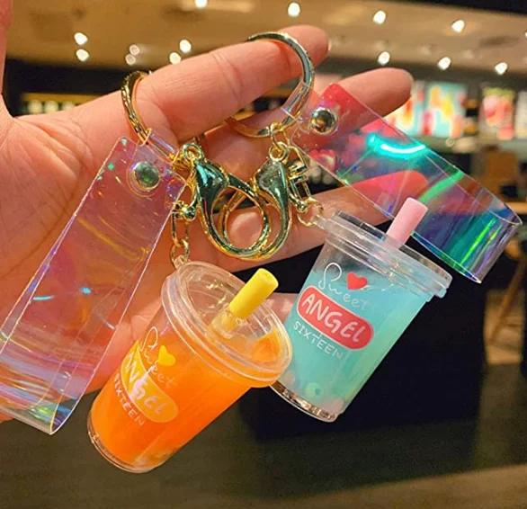 Creative Mini Soft Drink Keychain Coconut Milk Tea Beverage Bubble Tea ...