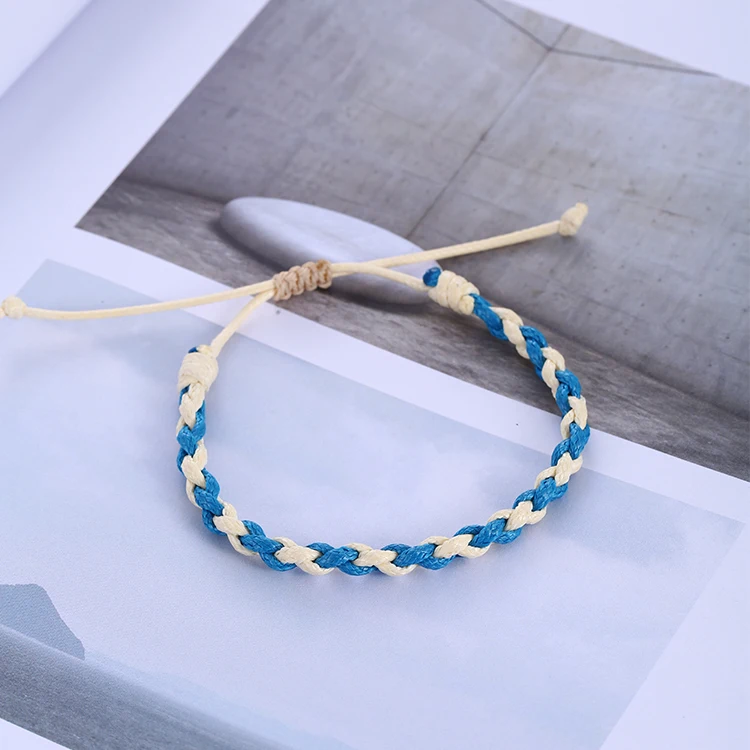 Bohemian Beach Style Handmade Woven Wax String Bracelet For Girl Charms ...