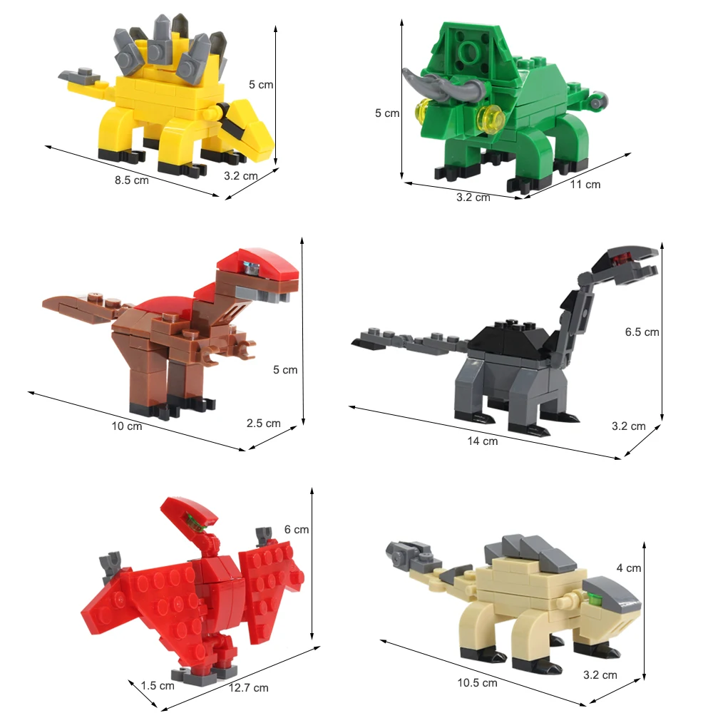 6 in 1 DIY Plastic T-Rex Dinosaur Toys - Mini Building Blocks