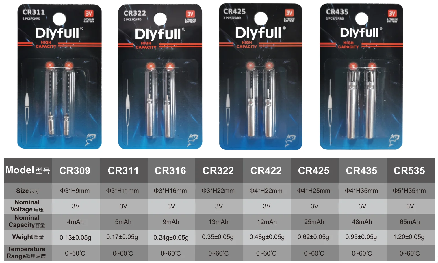 3V Pin Type Lithium Battery CR311 for Fishing LED Floats