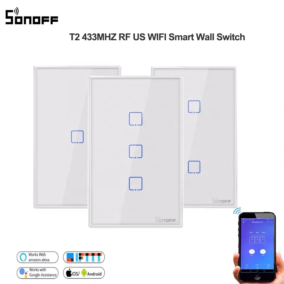 Sonoff T2 Us Rf Wifi Switch Touch Control Wall Light Switch E7win Gang ...