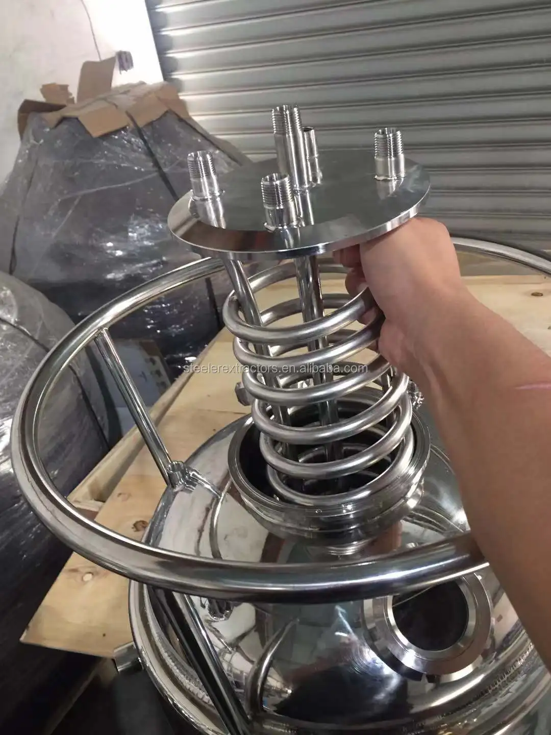 100LB SS304 12" X 24" Jacketed Solvent tank with Cooling Coil, Handle ...