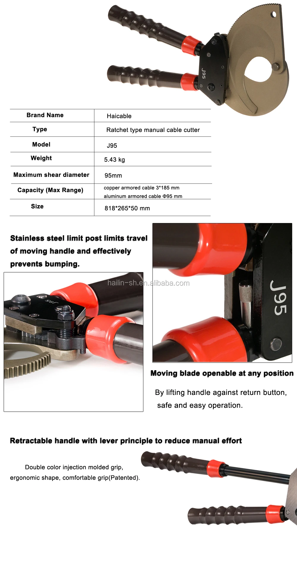 Xlpe Copper Armored Cable Cutter J-95 - Precision Tools