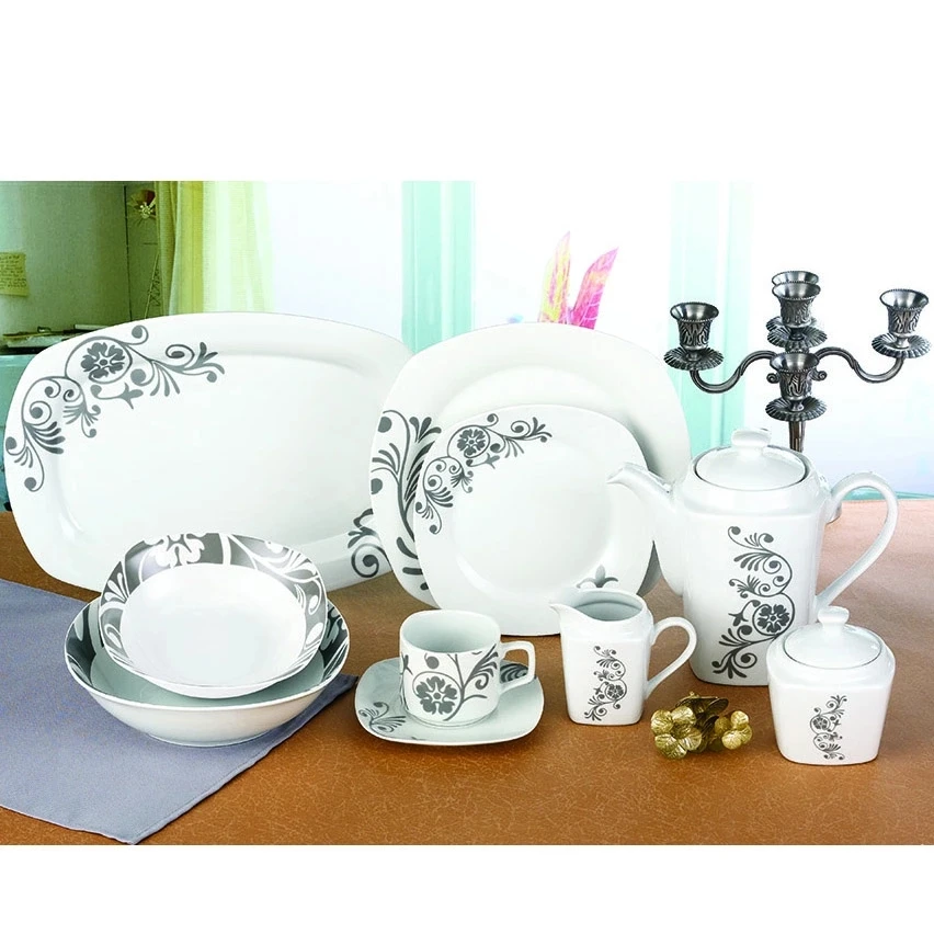 47pcs Hotel Used Square Blue Dandelion Dinner Plates Dinnerware Sets ...