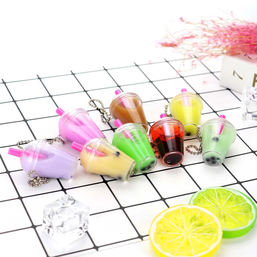 Factory Stock Liquid Filled Keychain Bubble Pearl Milk Tea Cup ...