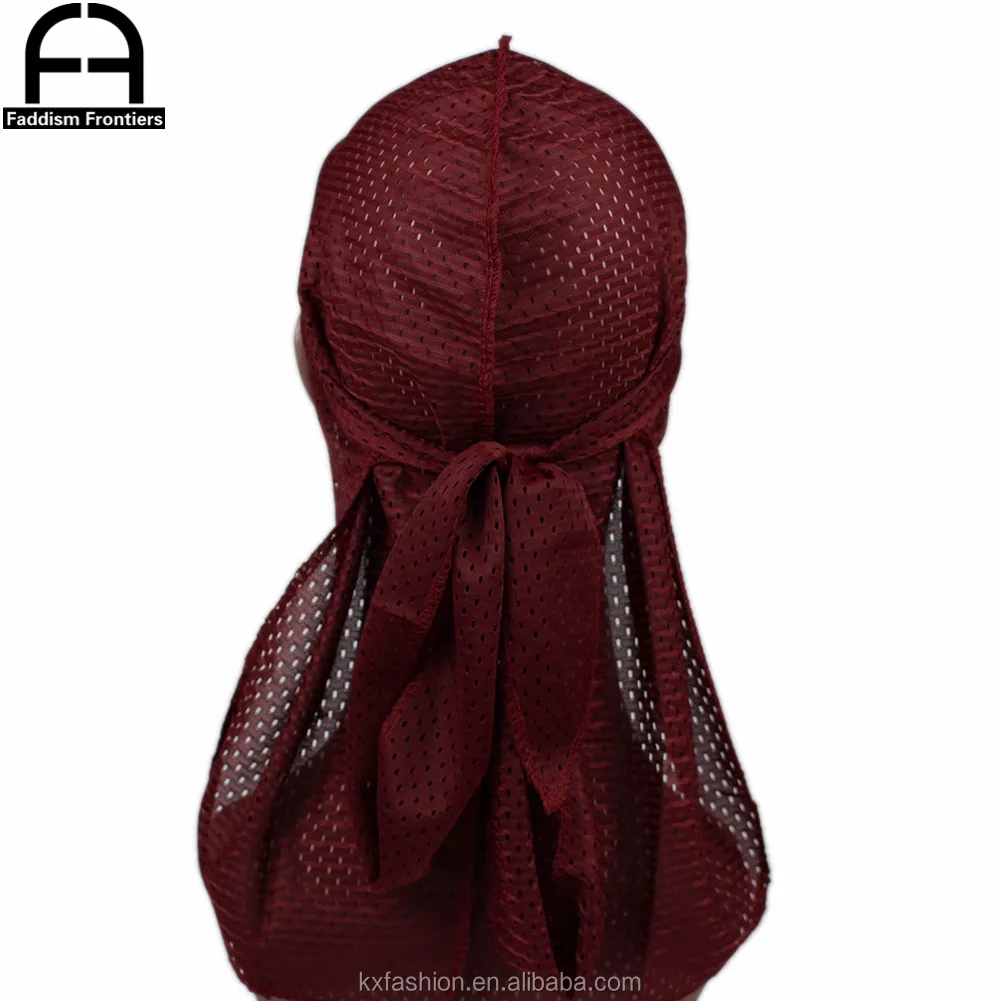 Summer Polyester Men Durag Breathable Mesh Long Tail Durags Bandanas ...