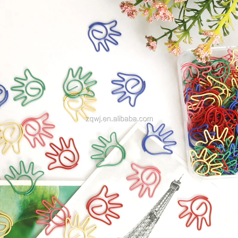 5 Colors Little Hand Shape Paper Clips Creative Cute For Bookmark ...
