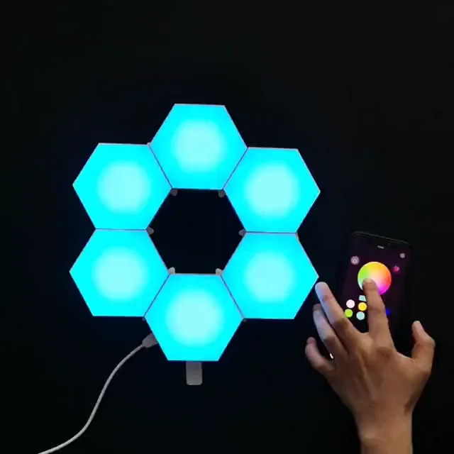 Smart Touch Sensitive Hexagonal Night Lamp App Control Quantum ...