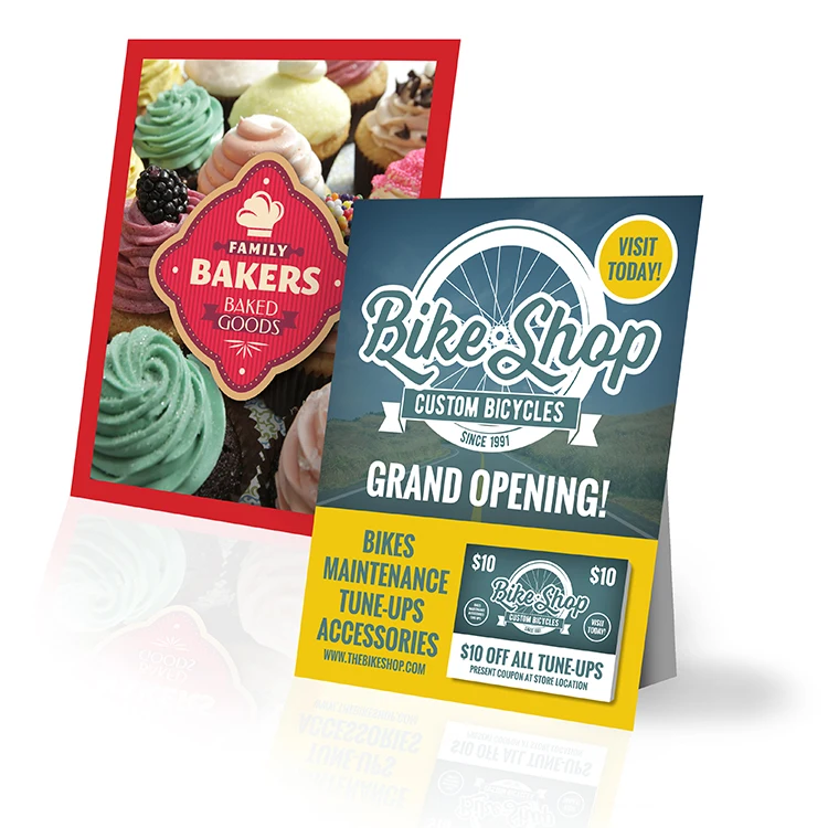 Custom Foam Core Counter Card Strut Cards Tabletop Easel Signs with Holder