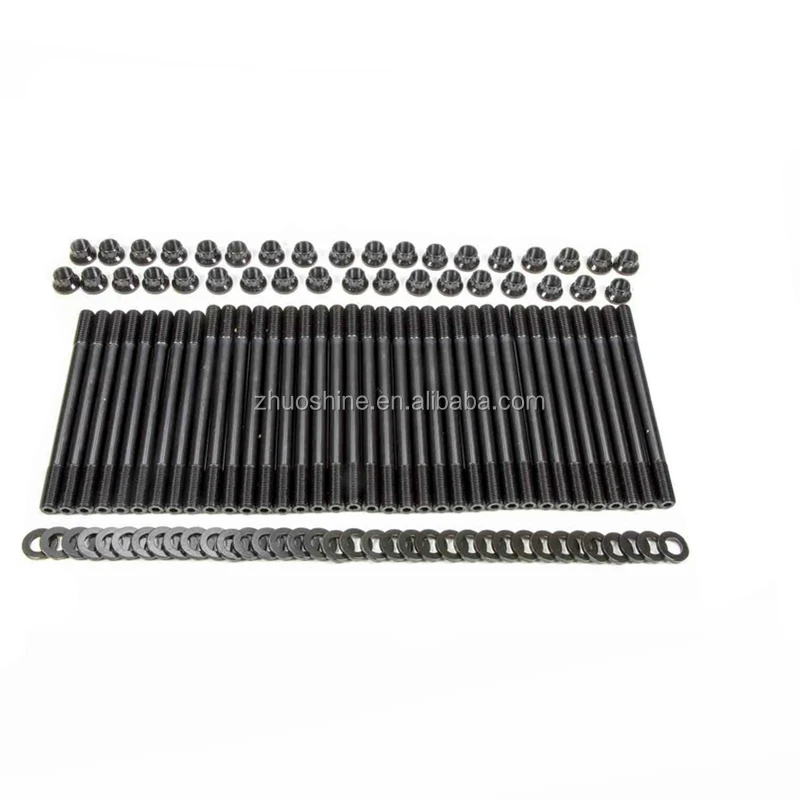 Engine Studs For Ford 7.3 Cylinder Head Stud Kit 12 Point Nuts Black ...