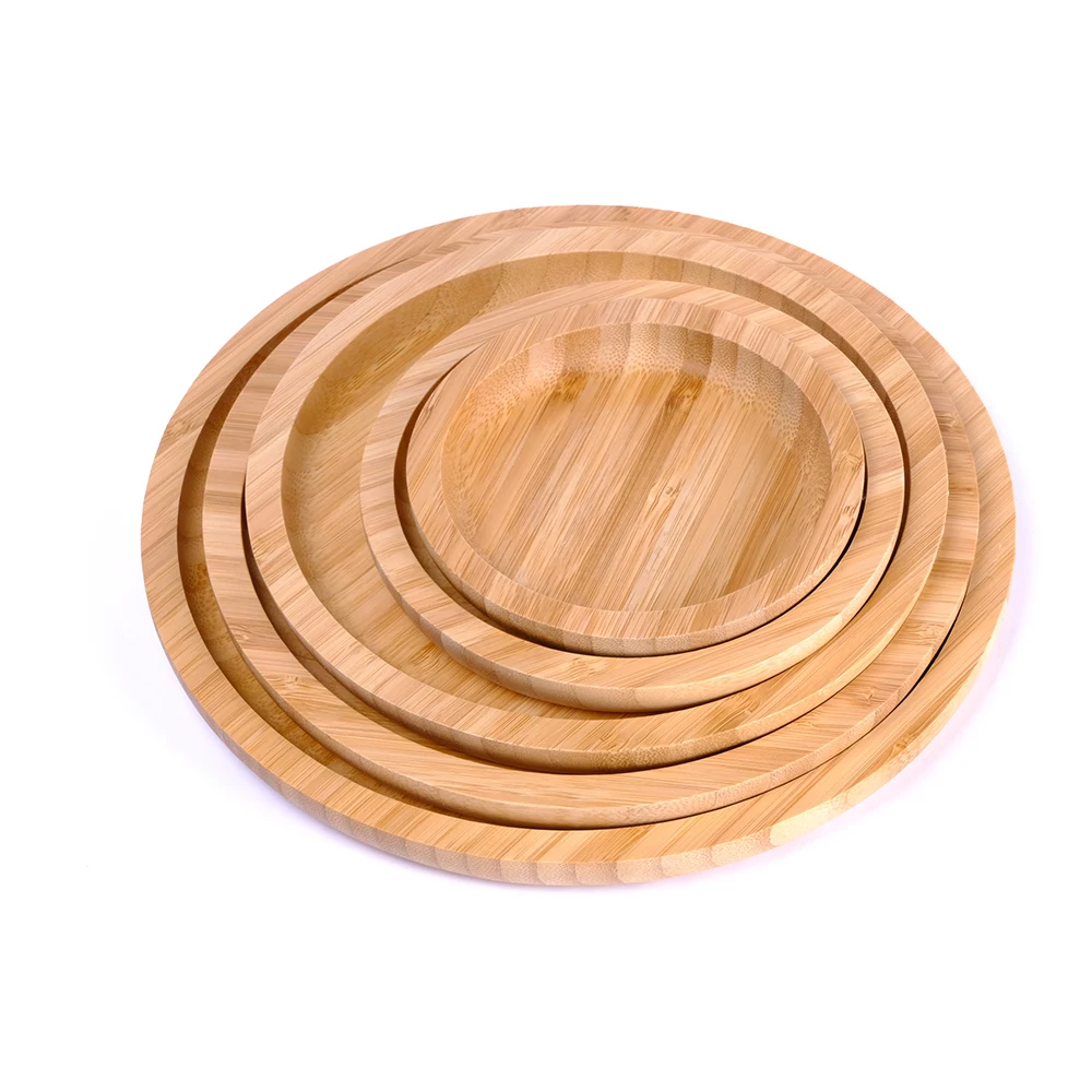 Customizable Bamboo Round Plate Serving Dish for Bamboo Houseware Set ...