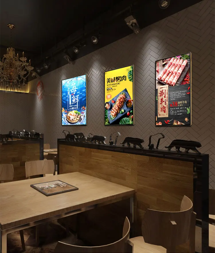 Wall Mount Ultra Slim Glass Led Poster Frame Lightbox Magnetic A0 Light ...