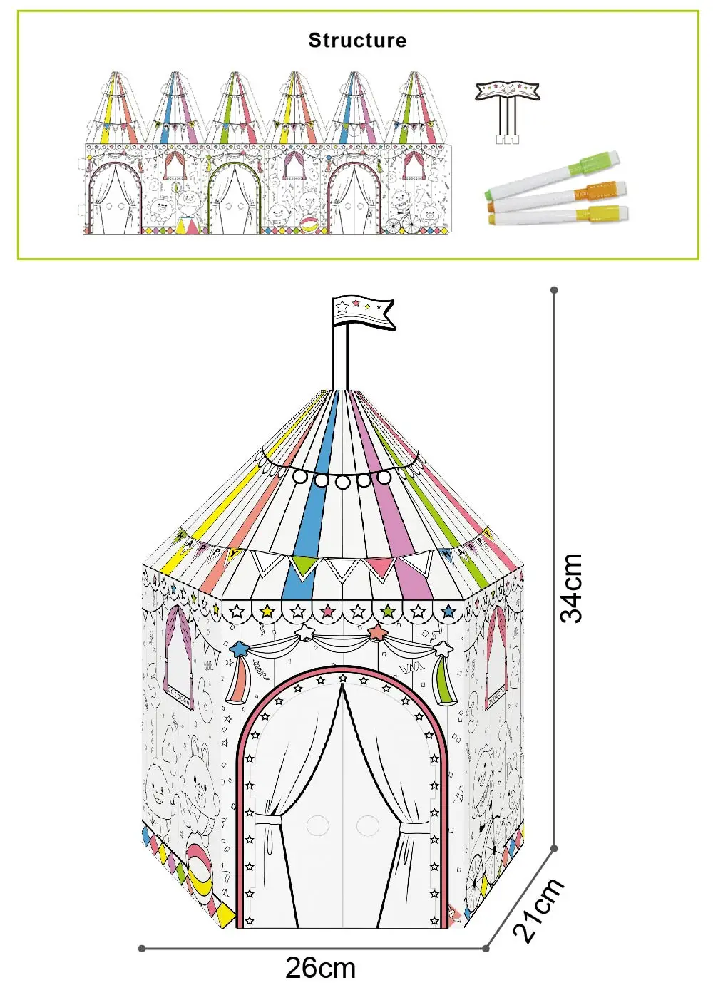 Kids Educational Gift - DIY Coloring Cardboard Playhouse