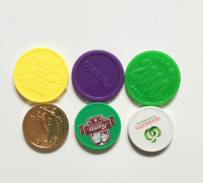 Custom Made Plastic Trolley Token Coin Game Token Coin