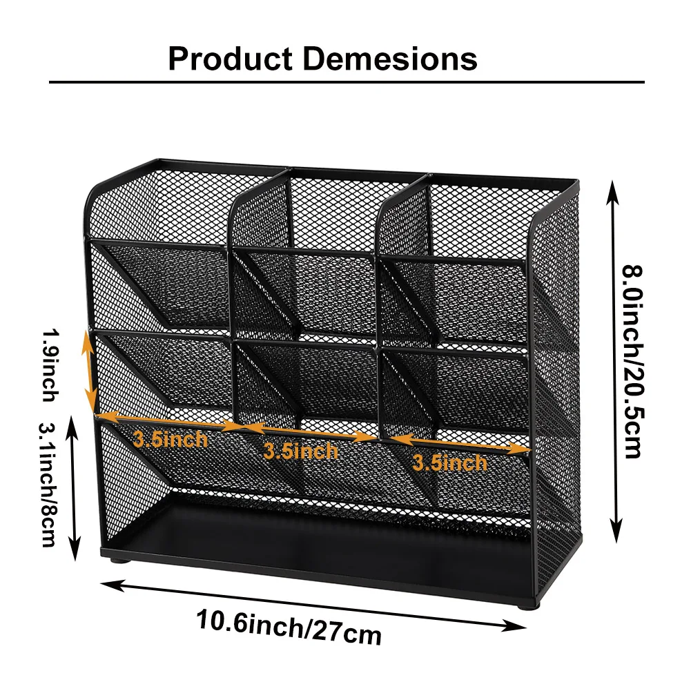 Multifunctional Black Mesh Desk File Organizer Office Supplies Metal ...