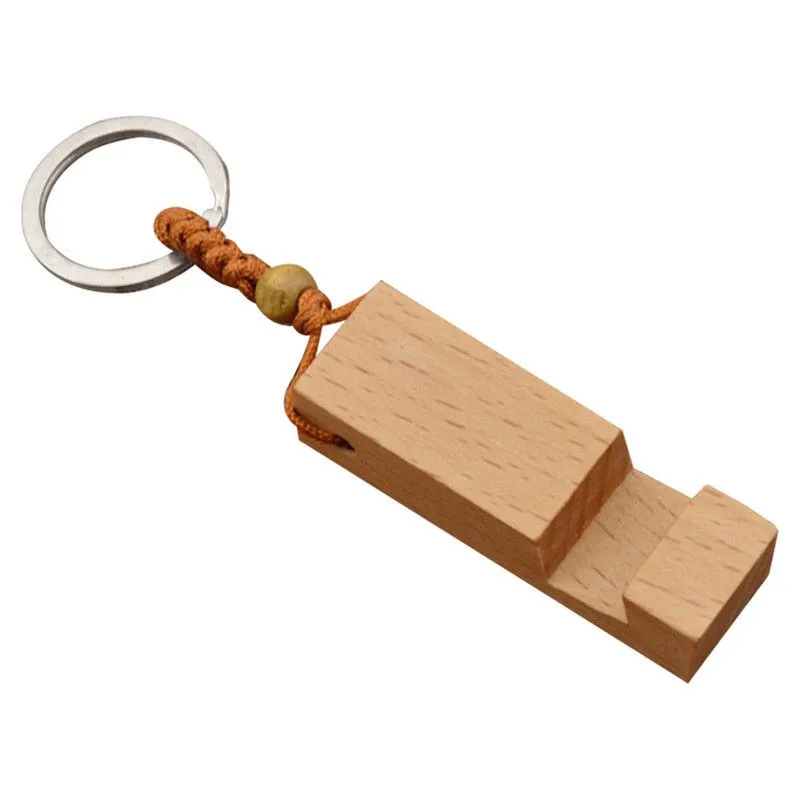 Natural Wood Phone Holder Pendant Stand Keychain Car Keyring ...